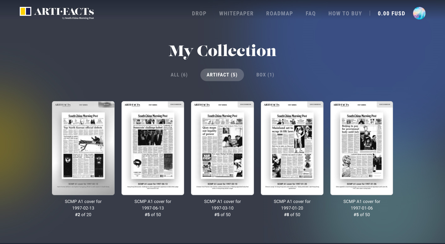 開箱我的《南華早報》數位典藏NFT（ARTIFACTs by SCMP）1997 Premium Series part1 - 石川カオリ的部落格